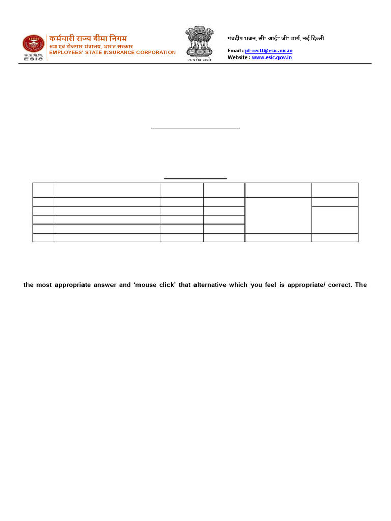 ESIC Paramedical Vacancy 2023 Exam Pattern (English) | PDF | Multiple ...