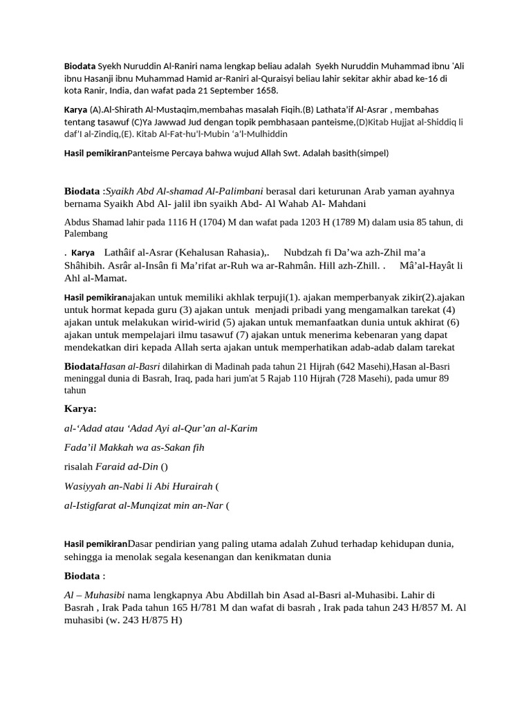 Biodata Syekh Nuruddin Al | PDF