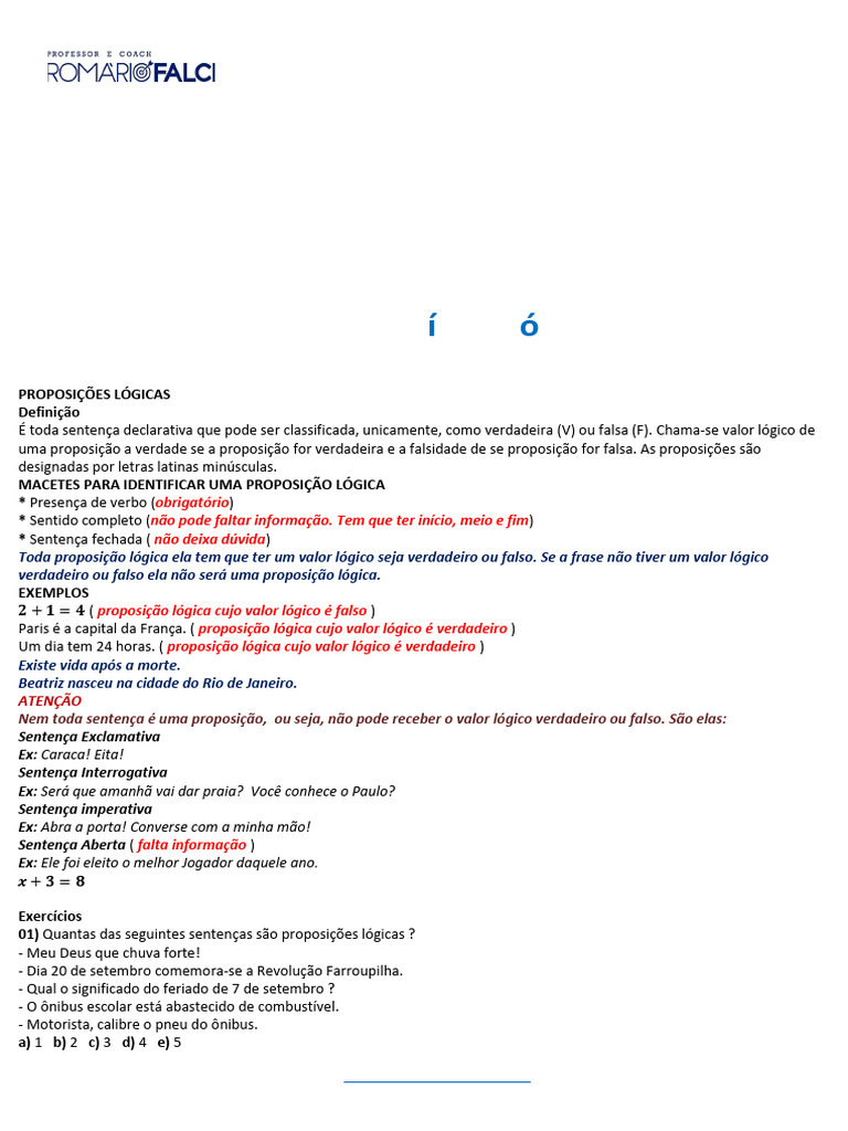 Rac Lógico Aula 5 e 6 | PDF | Lógica | Métodos e Materiais de Ensino
