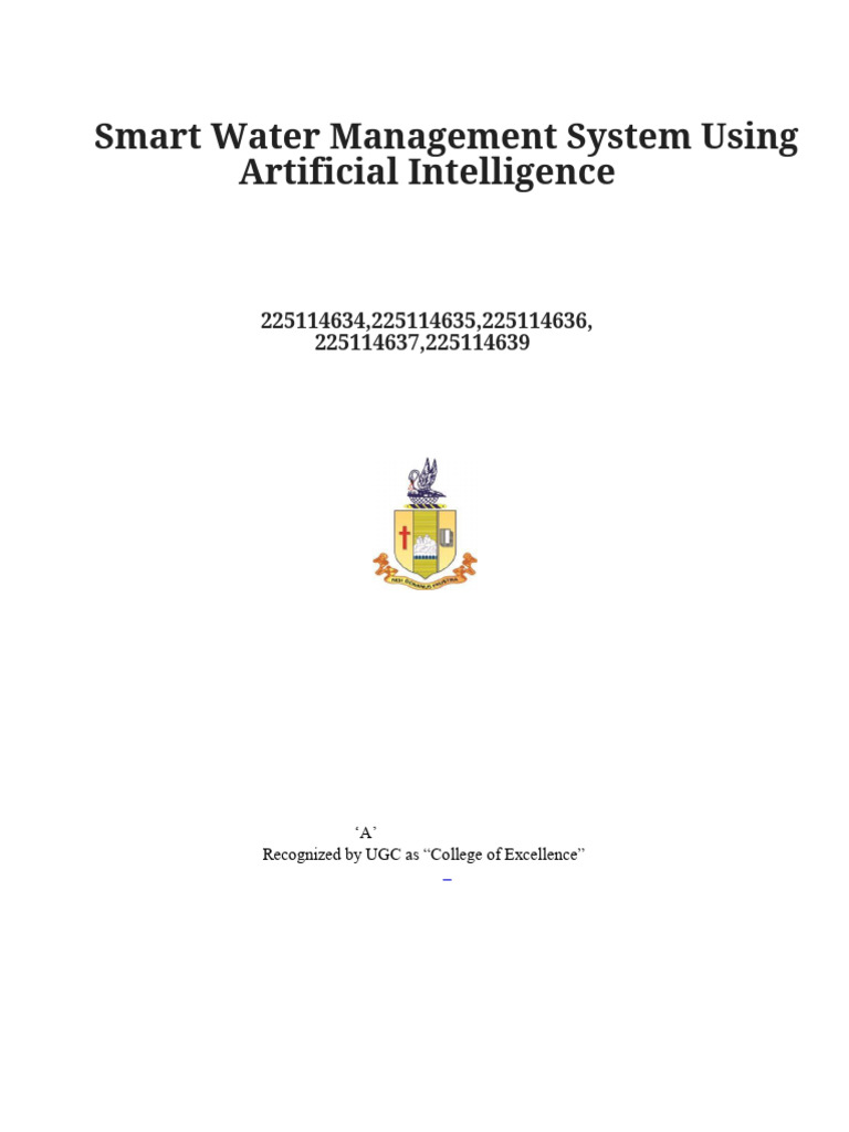 Smart Water Management System Using AI | PDF