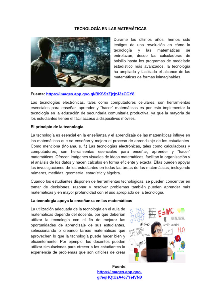 Tecnología en Las Matemáticas | PDF