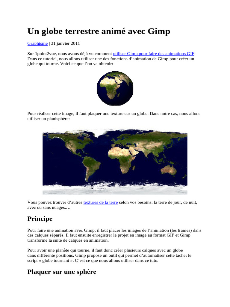 Un Globe Terrestre Animé Avec Gimp | PDF