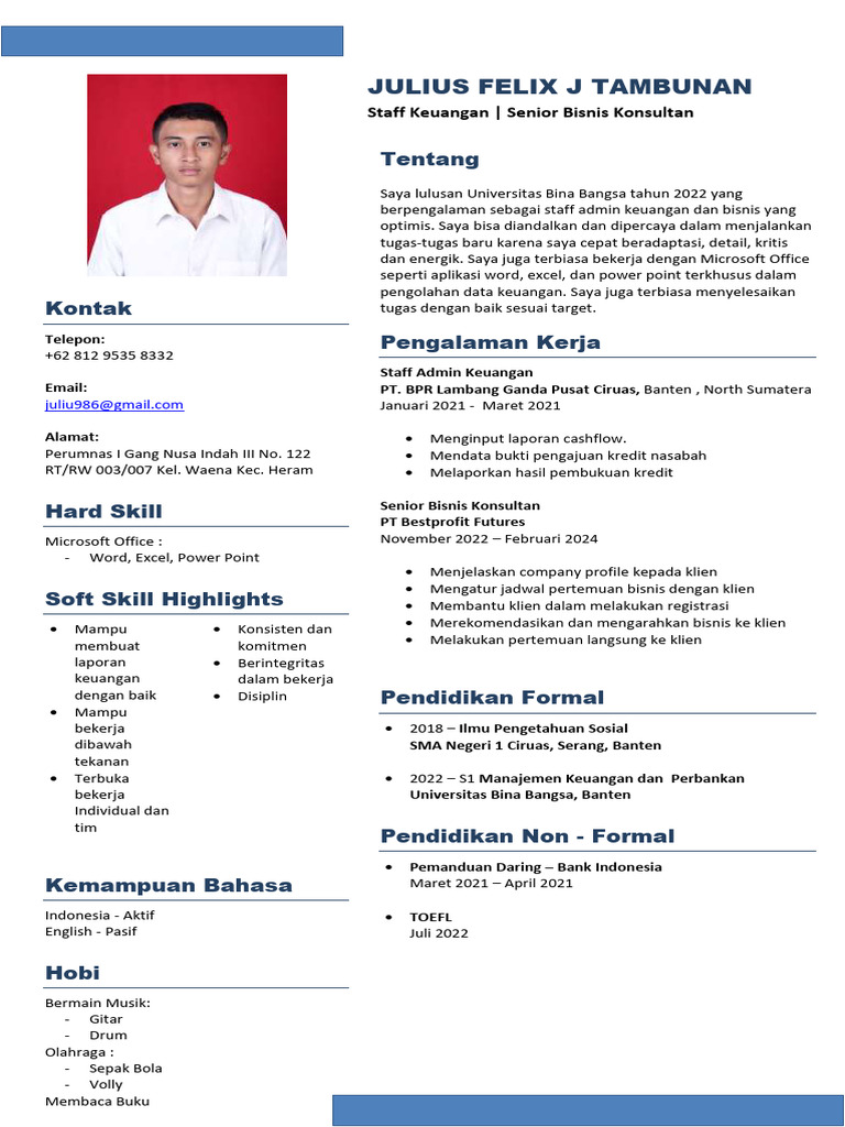 Julius Felix J Tambunan: Tentang | PDF