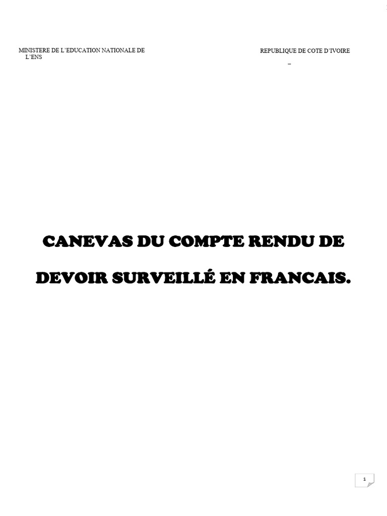 19 Canevas Compte Rendu de Devoir - Francais | PDF