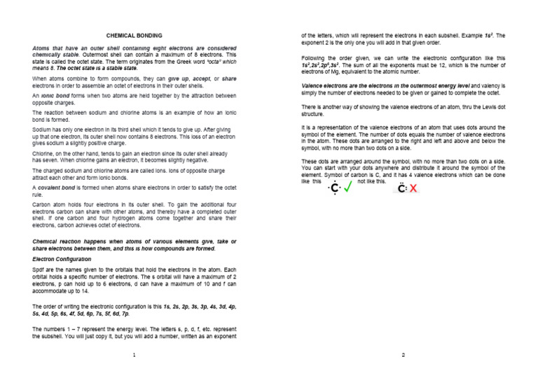 Chemical Bonding: "Octa" Which Means 8 | PDF