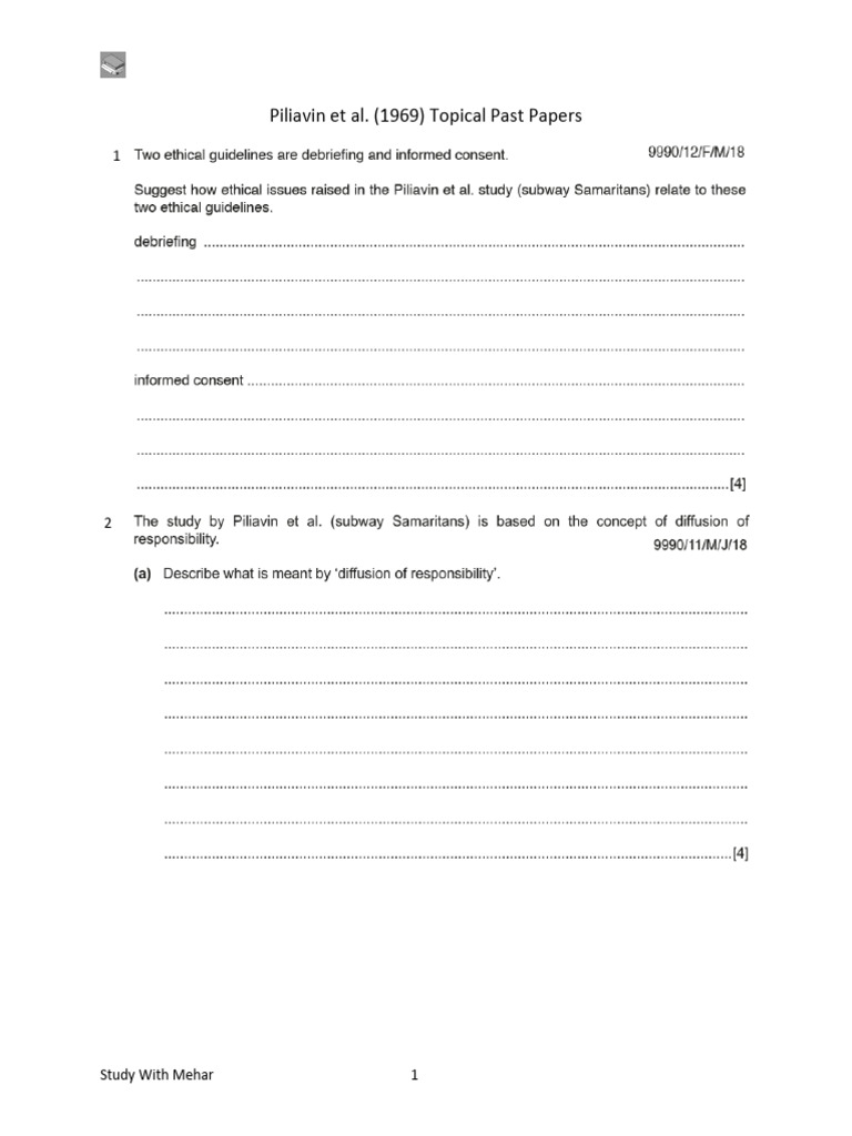 Piliavin Et Al. (1969) Topical Past Papers | PDF