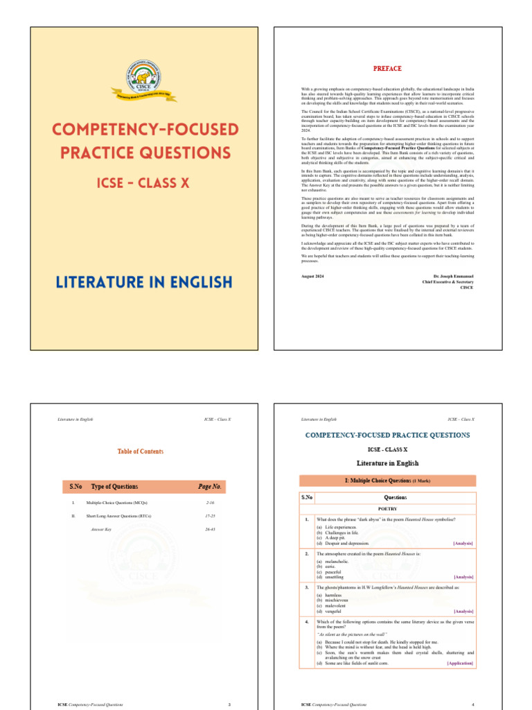 ICSE Literature in English X | PDF