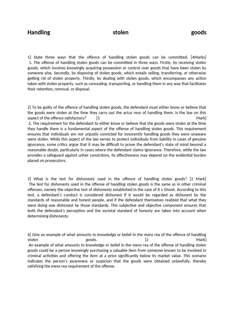 Handling Stolen Goods | PDF