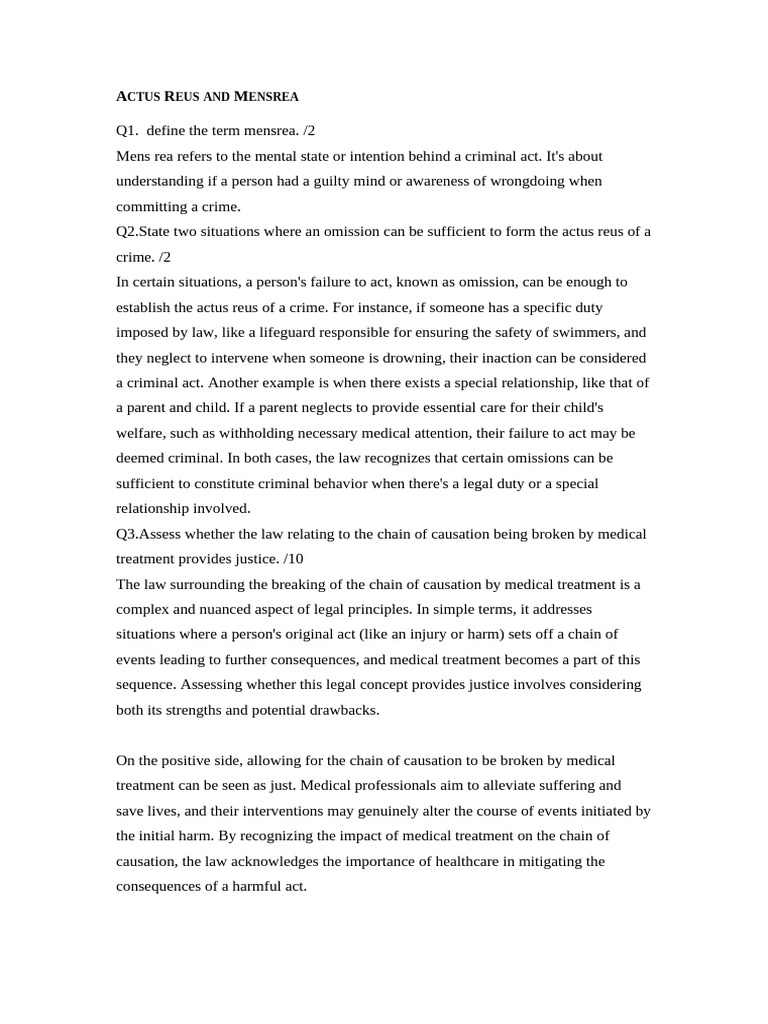 Actus Reus and Mensrea | PDF