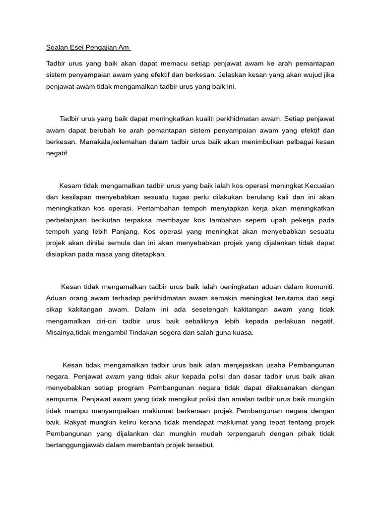 Jawapan Soalan Esei 2 (PAM) | PDF