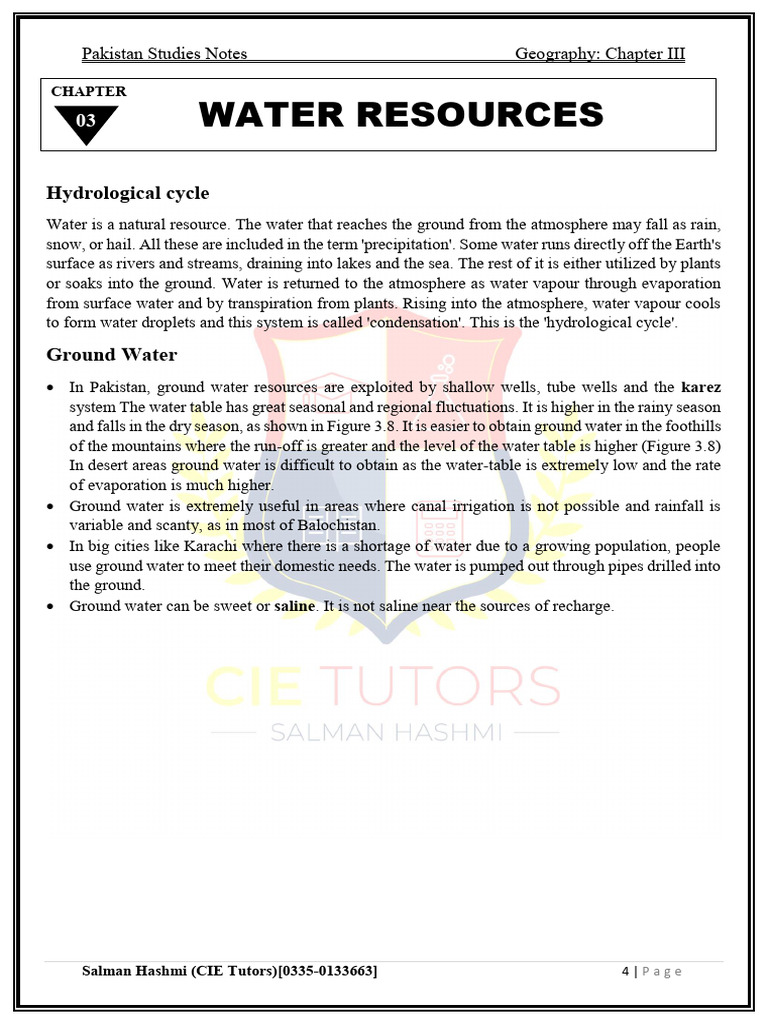 Chapter 3 - Water Resources (Print) PDF | PDF