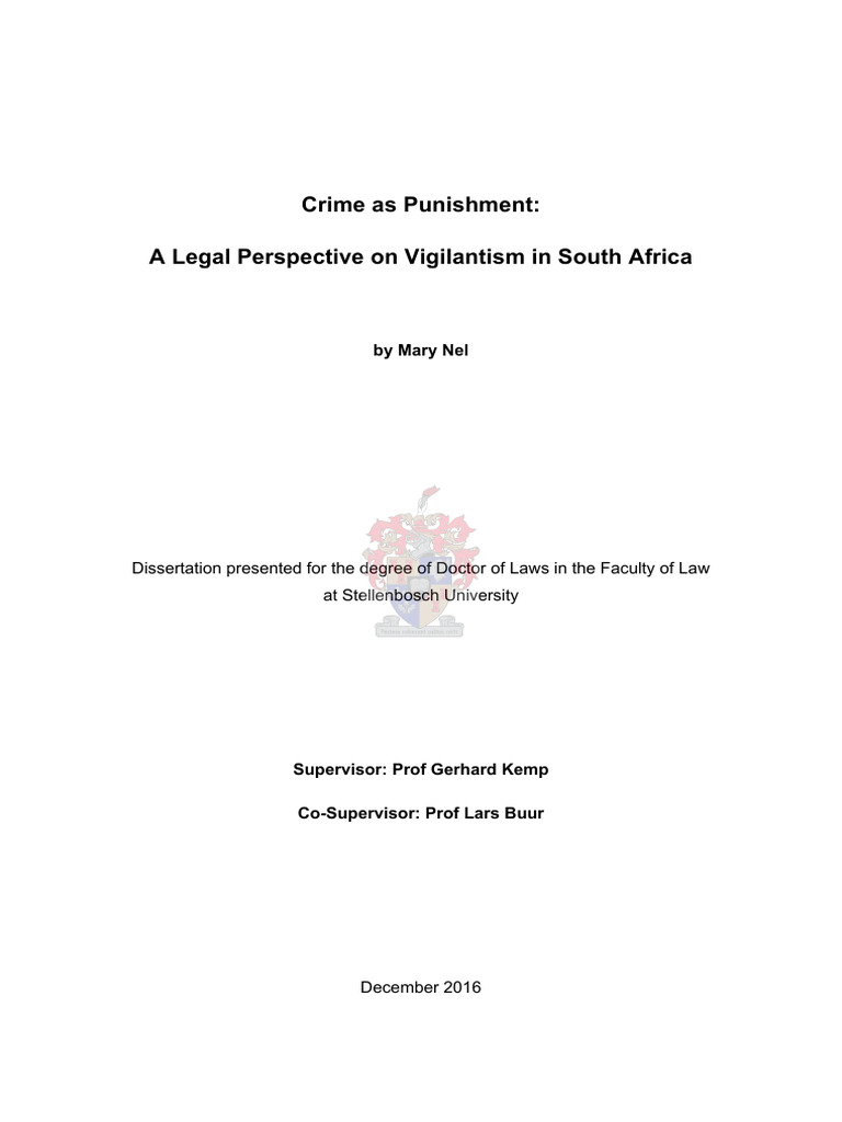 Crime As Punishment: A Legal Perspective On Vigilantism in South Africa ...
