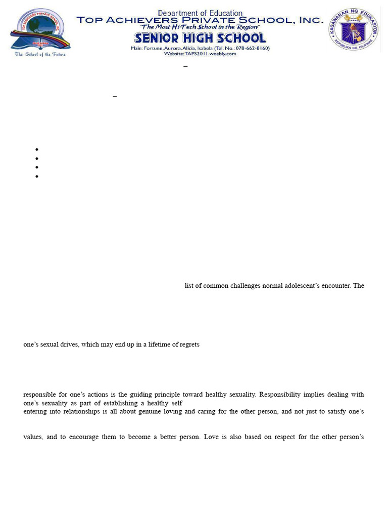 Perdev - Lesson 4 - The Challenges of Middle and Late Adolescent | PDF