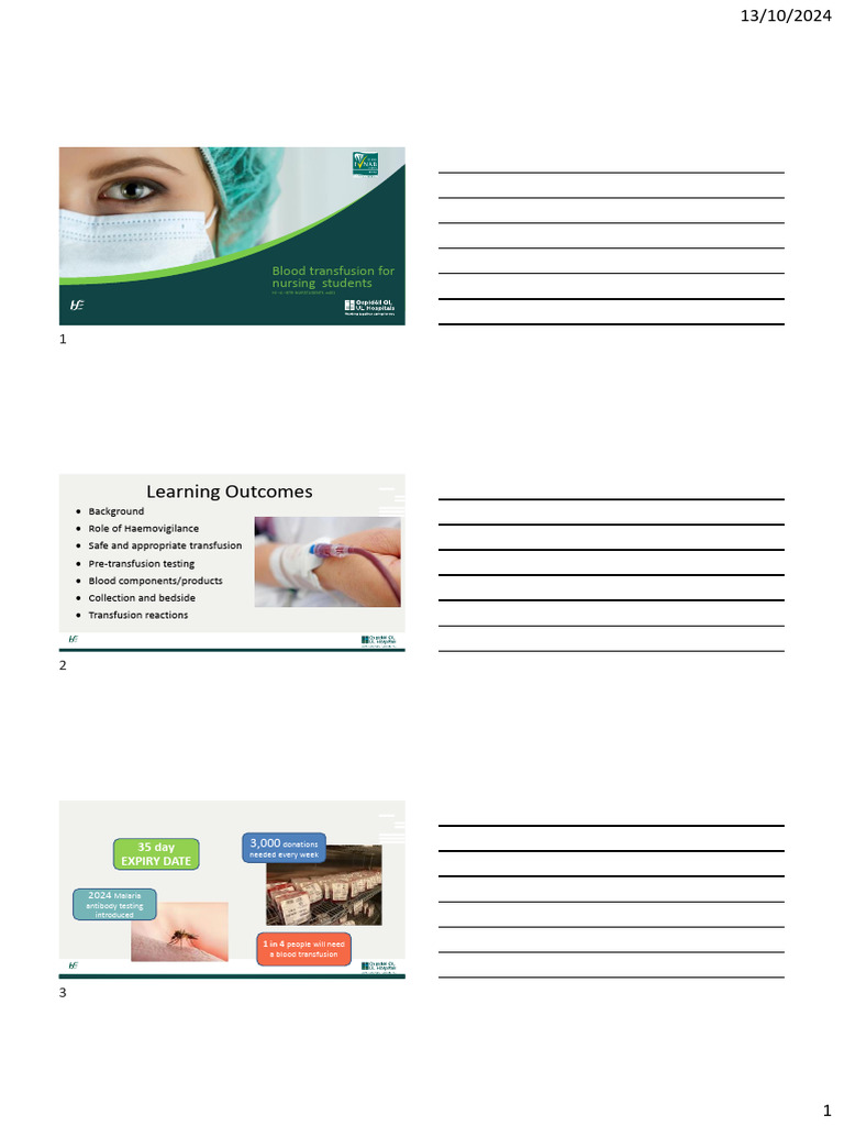 Blood Transfusion Presentation Part 1 | PDF