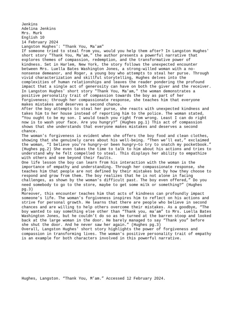 Adelina Jenkins-2 - 14 - 24-English 10 Essay | PDF