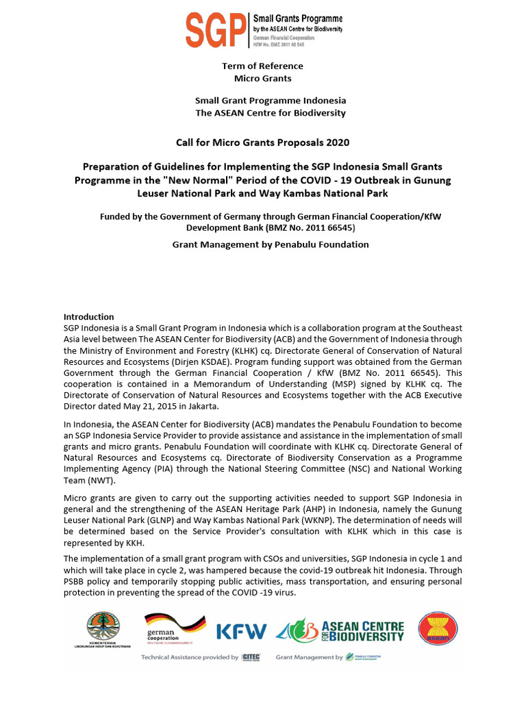 ENG TOR Preparation of Guidelines For Implementing The SGP Indonesia | PDF