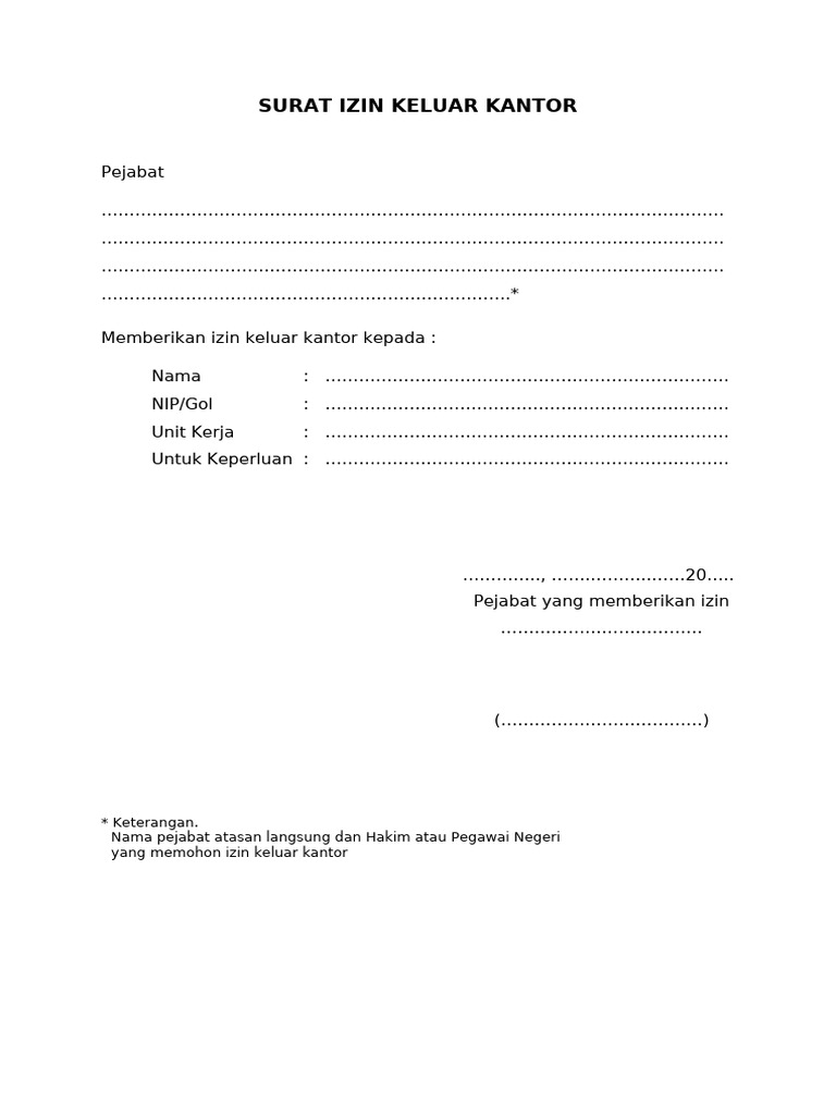 Surat Izin Keluar Kantor | PDF