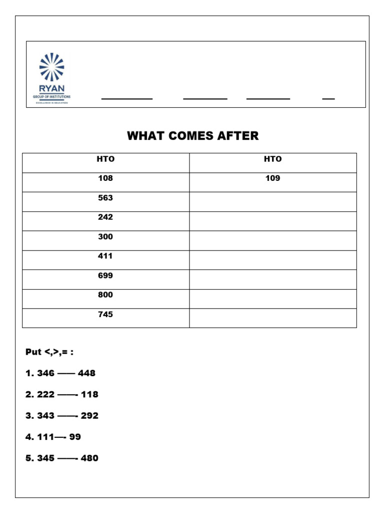 WHAT COMES AFTER Worksheet 3 | PDF