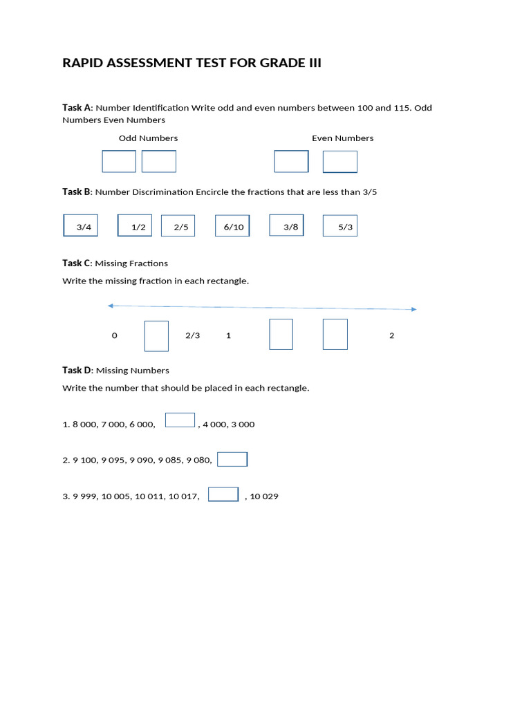 Rapid Assessment Test For Grade Iii | PDF