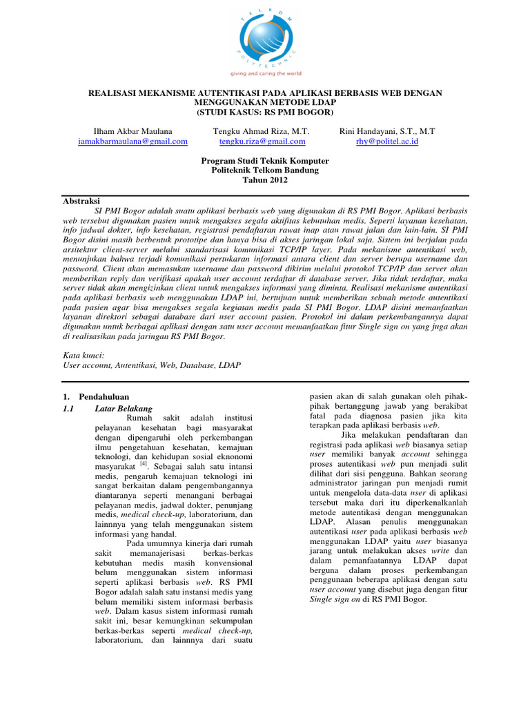 Jurnal Pa Realisai Mekanisme Autentikasi Pada Aplikasi Berbasis Web Dengan Menggunakan Metode ...