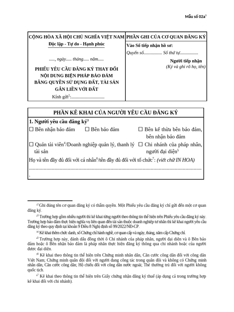 MẪU 02a - PHIEU YEU CAU DANG KY THAY DOI | PDF
