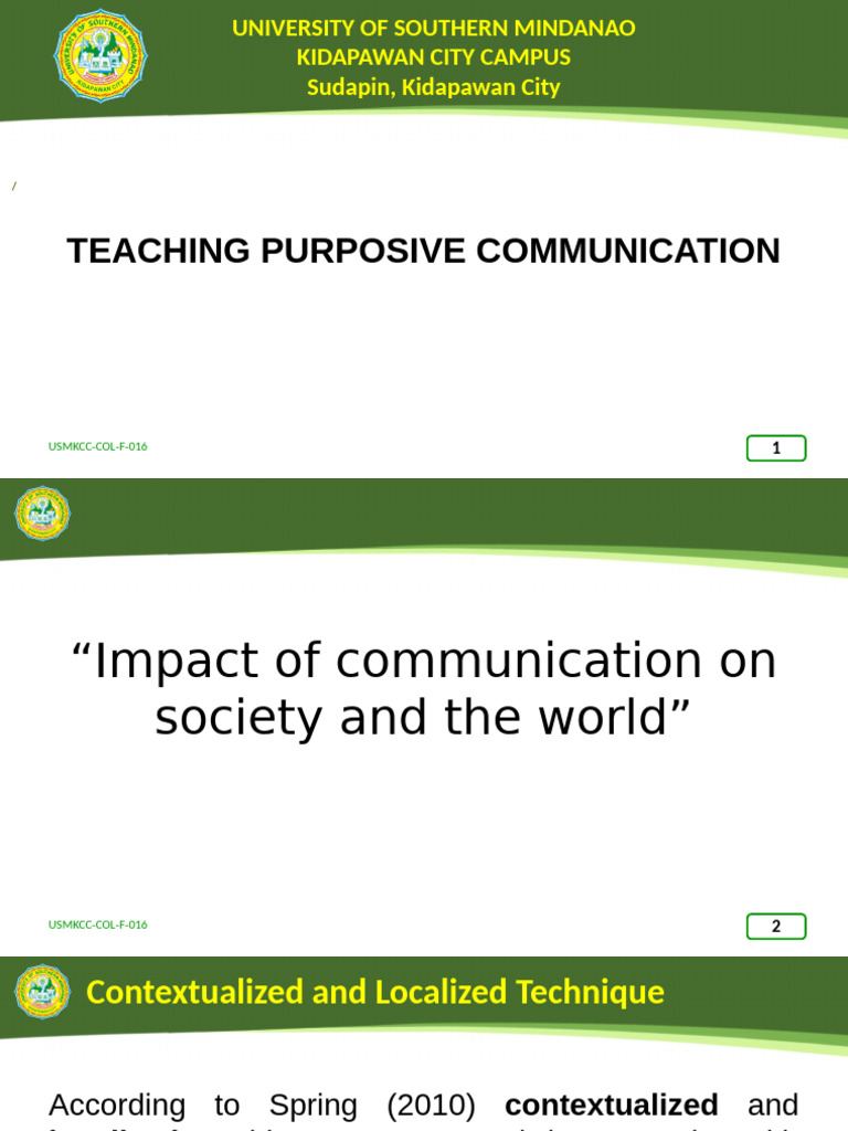 Teaching Purposive Communication PPT | PDF