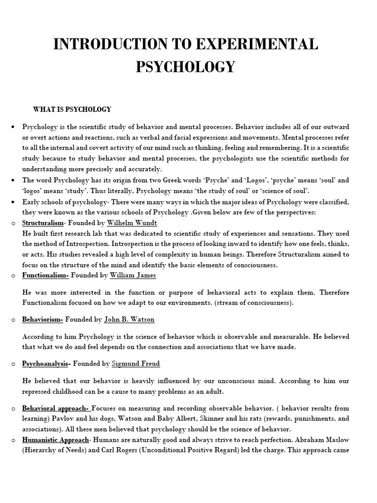 Introduction to Experimental Psy | PDF