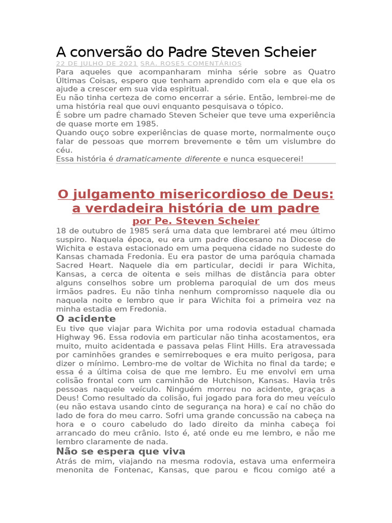 A Conversão Do Padre Steven Scheier | PDF