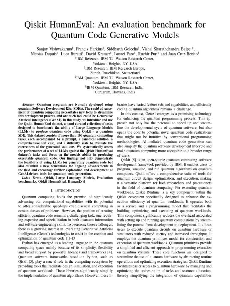 IEEE Quantum HumanEval | PDF