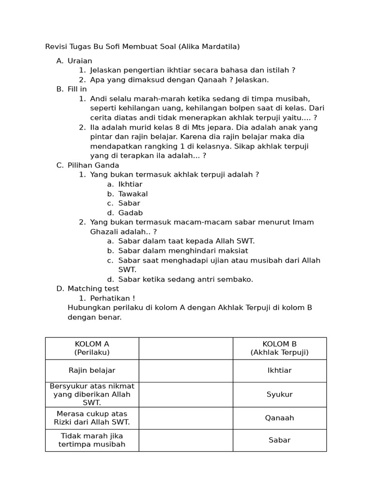 Tugas Soal Bu Sofi | PDF