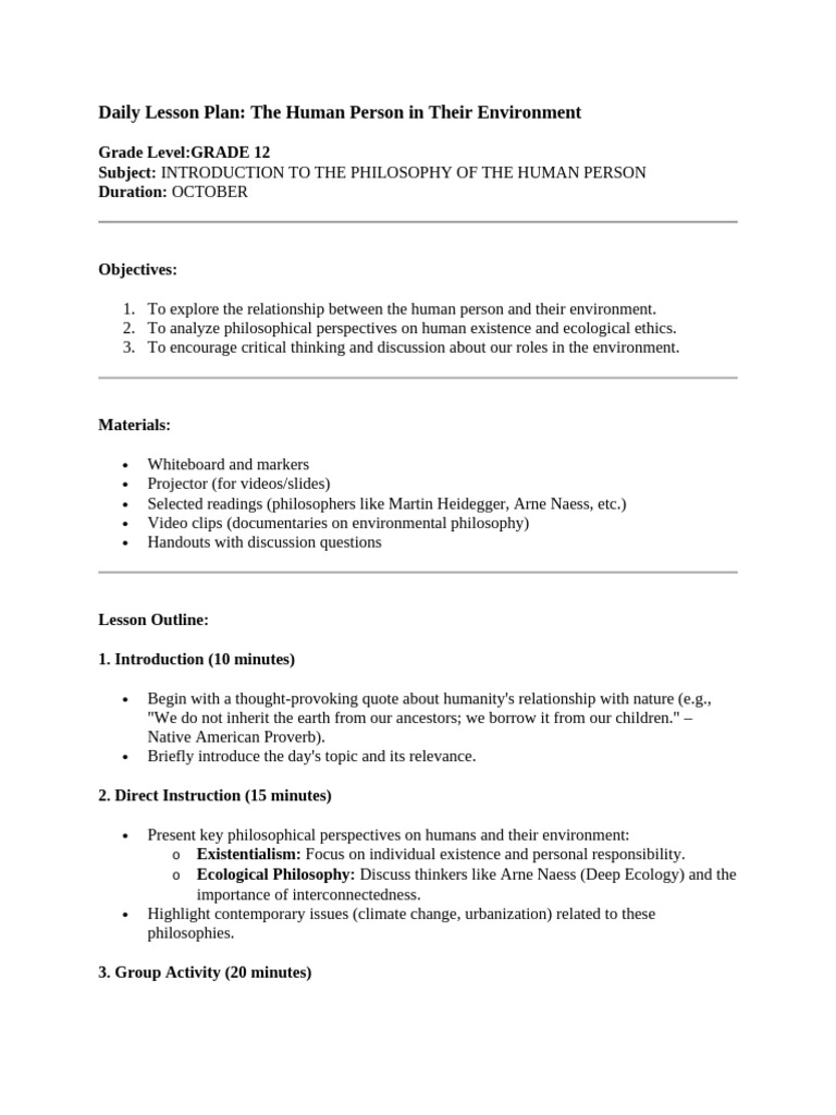 Daily Lesson Plan Itphp Week 4 | PDF | Critical Thinking | Science ...