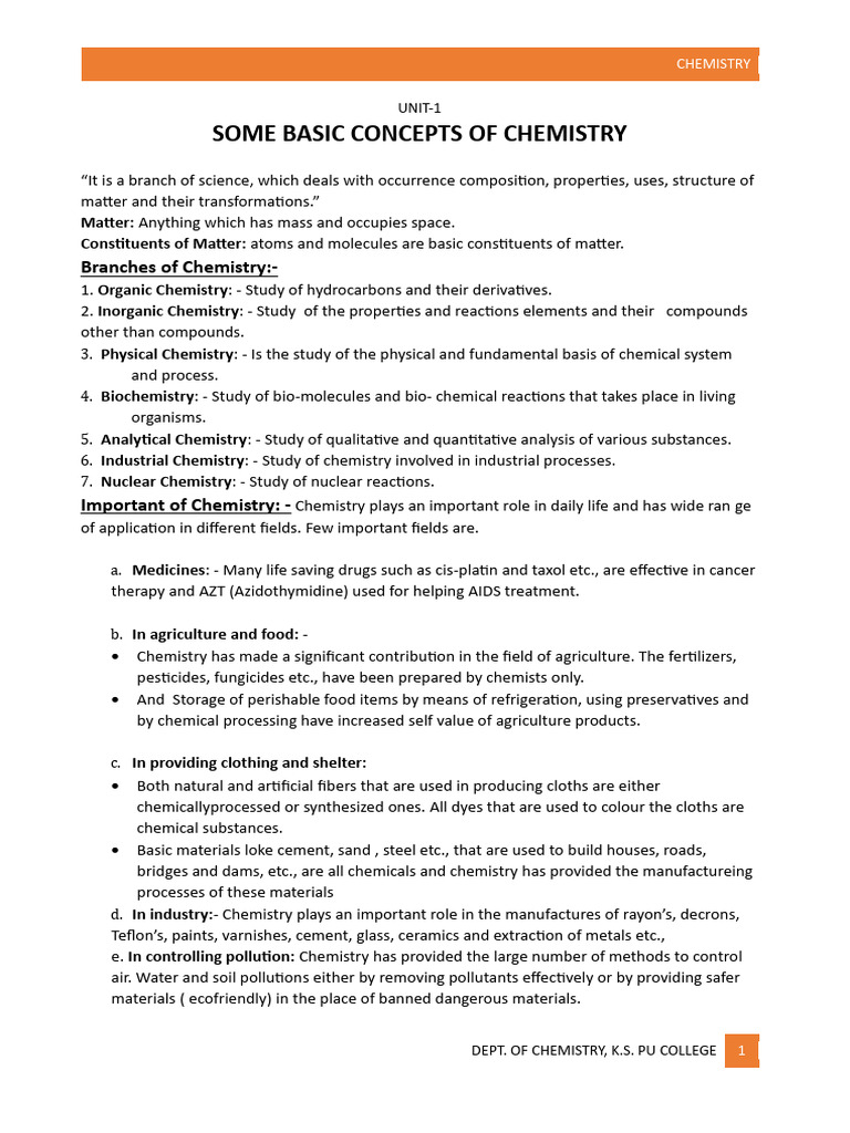 Basic Chemistry Concepts Guide | PDF | Mole (Unit) | Teaching Methods ...