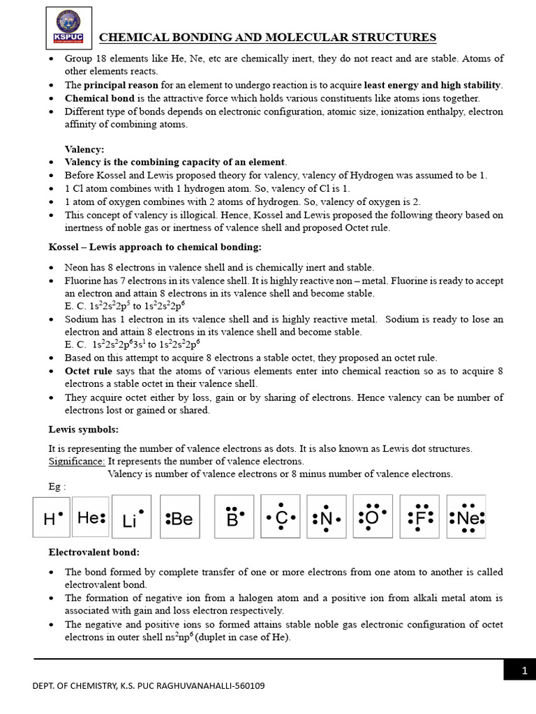 Chemical Bonding and Molecular Structures Upto Fajans Rule | PDF | Chemical Bond | Science ...