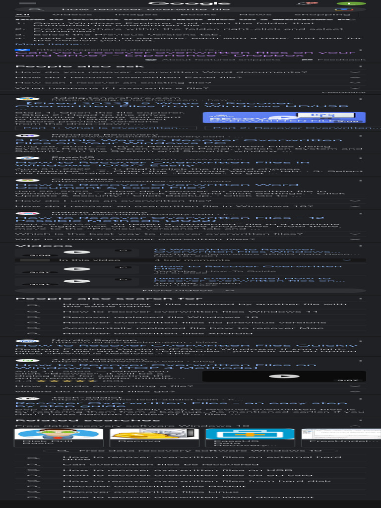 How Recover Overwrite File - Google Search | PDF