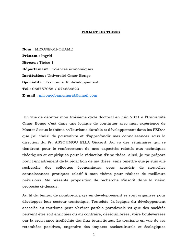 Résumé Du Projet de Thèse (5 Pages Maximum) | PDF