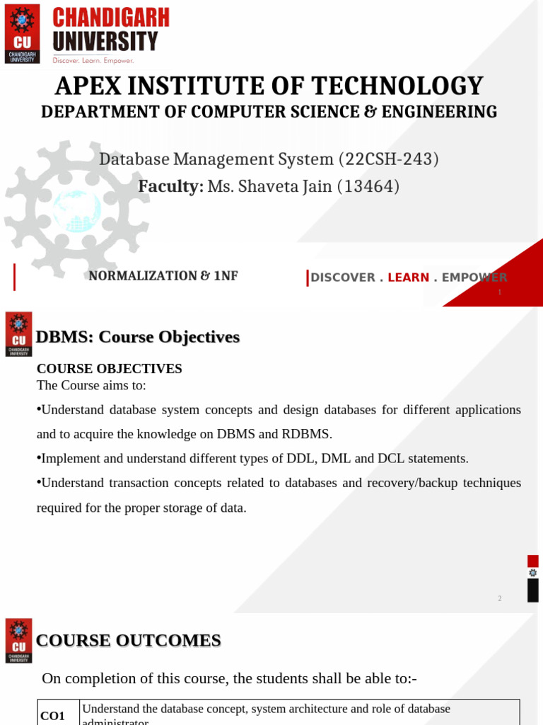 Lecture 2.1.3 - Normalization First Normal Form | PDF