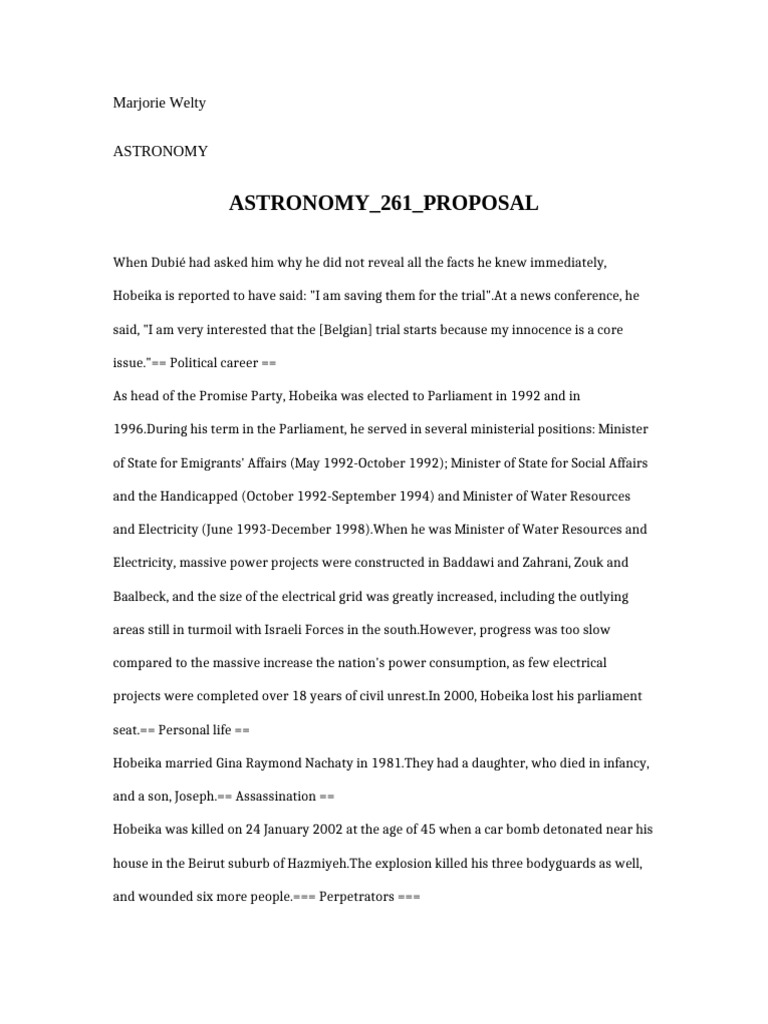 Astronomy 261 Proposal | PDF