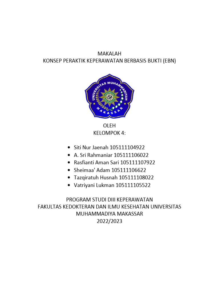 Kelompok 4 - 3B - Makalah - Perencanaan Konsep Praktik Keperawatan Berbasis Bukti (Ebn) | PDF