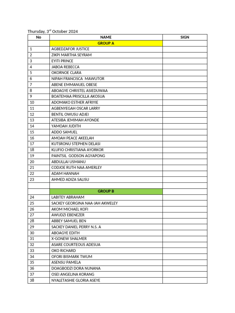BATCH 3 Thursday October 3rd 2024 | PDF
