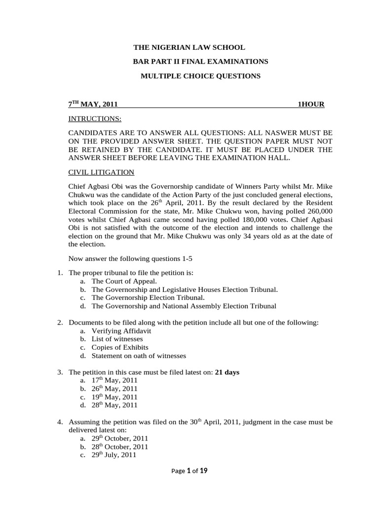 2011 May Multiple Choice Questions | PDF