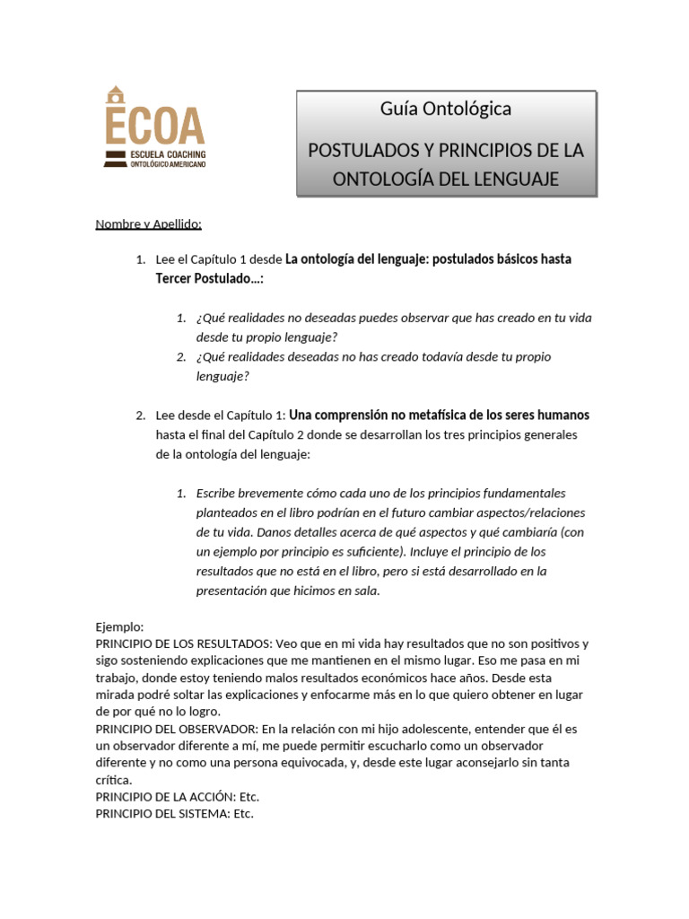 Guia Ontológica - Postulados y Principios de Ontología Del Lenguaje | PDF