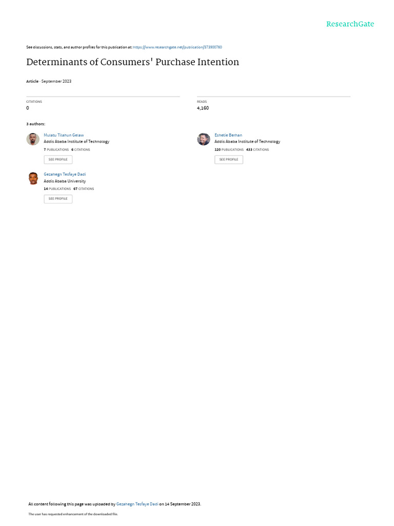 Determinants of Consumers Purchase Intention | PDF