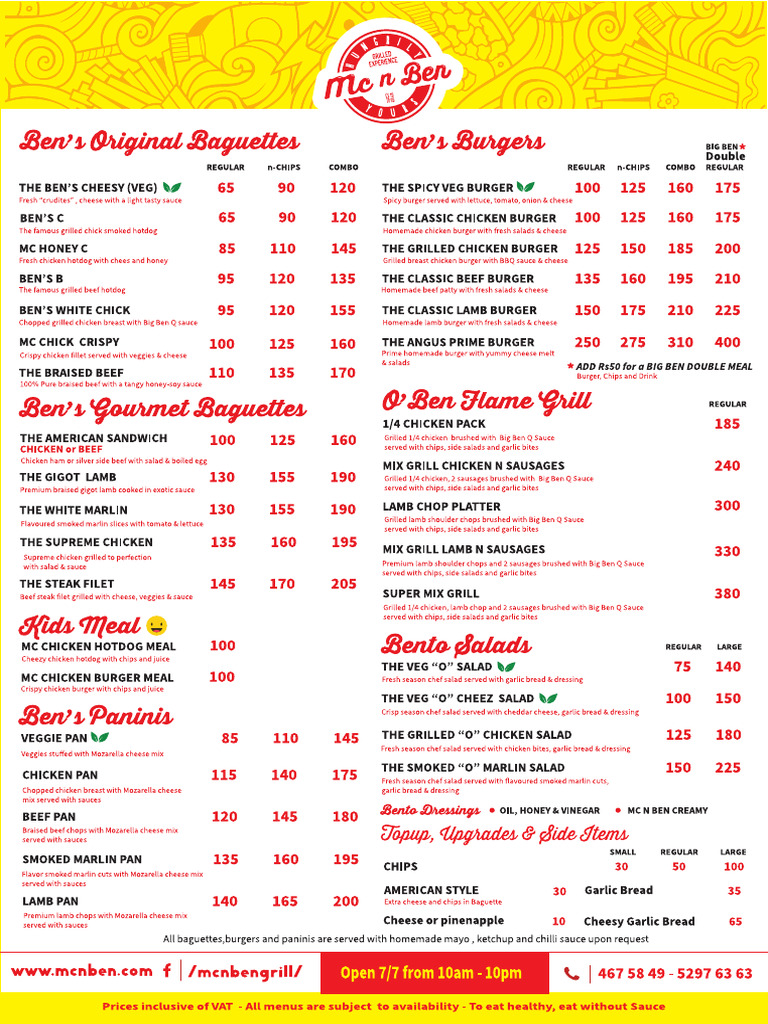 Mcben Menu Final | PDF
