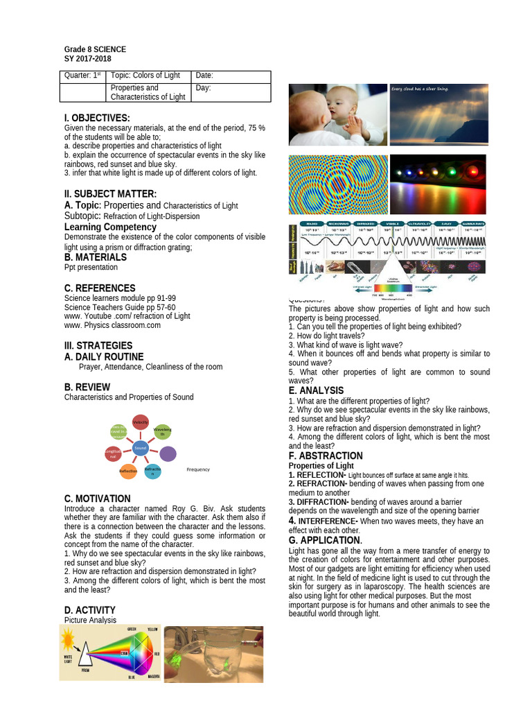 COLORS and Light Lesson Plan | PDF