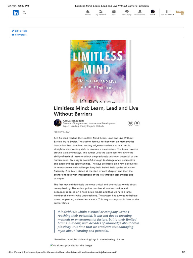 Limitless Mind - Learn, Lead and Live Without Barriers - LinkedIn | PDF