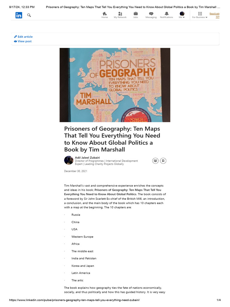 Prisoners of Geography - Ten Maps That Tell You Everything You Need To Know About Global ...