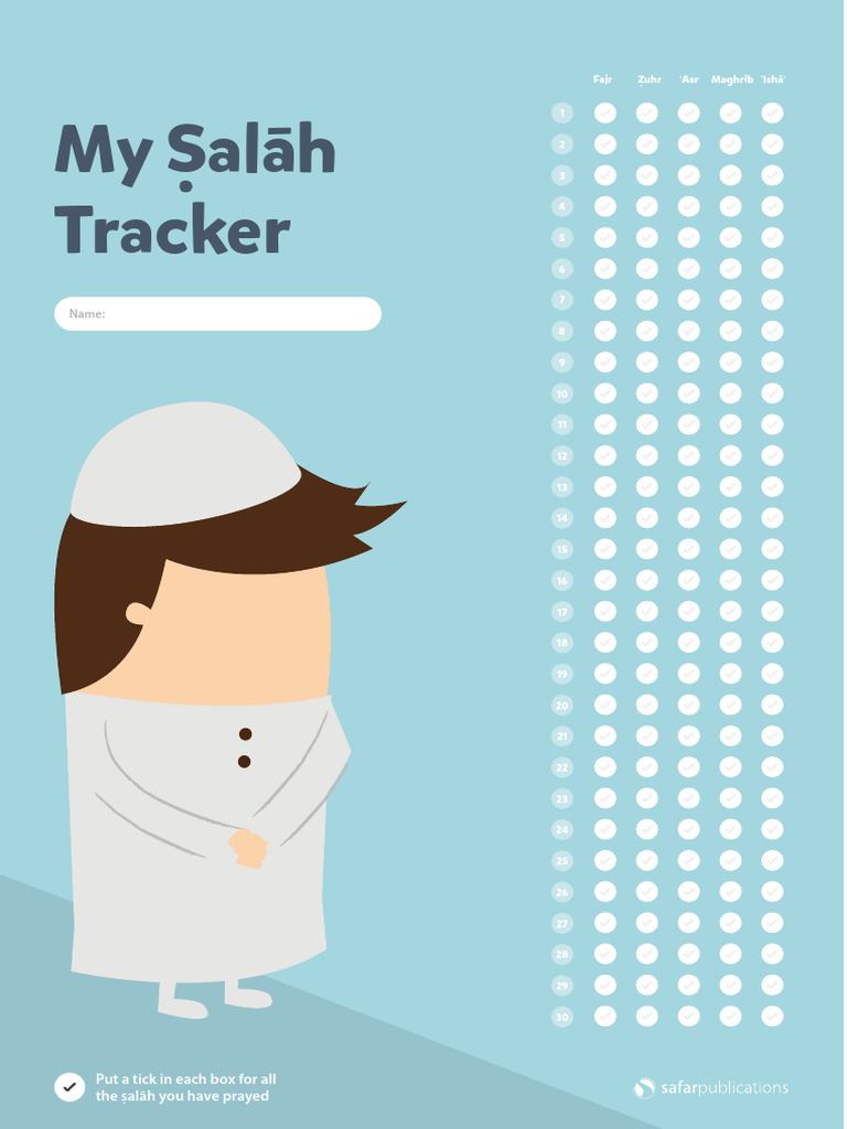 Monthly Salah Tracker Boy Coloured | PDF
