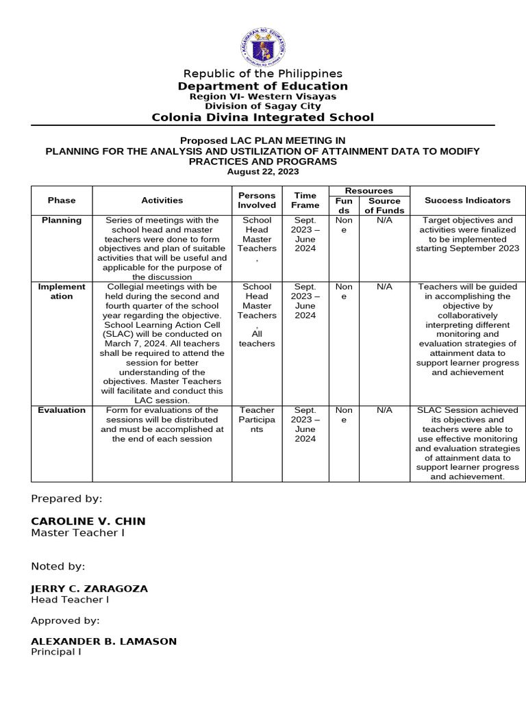 LAC Proposal | PDF | Behavior Modification | Career & Growth