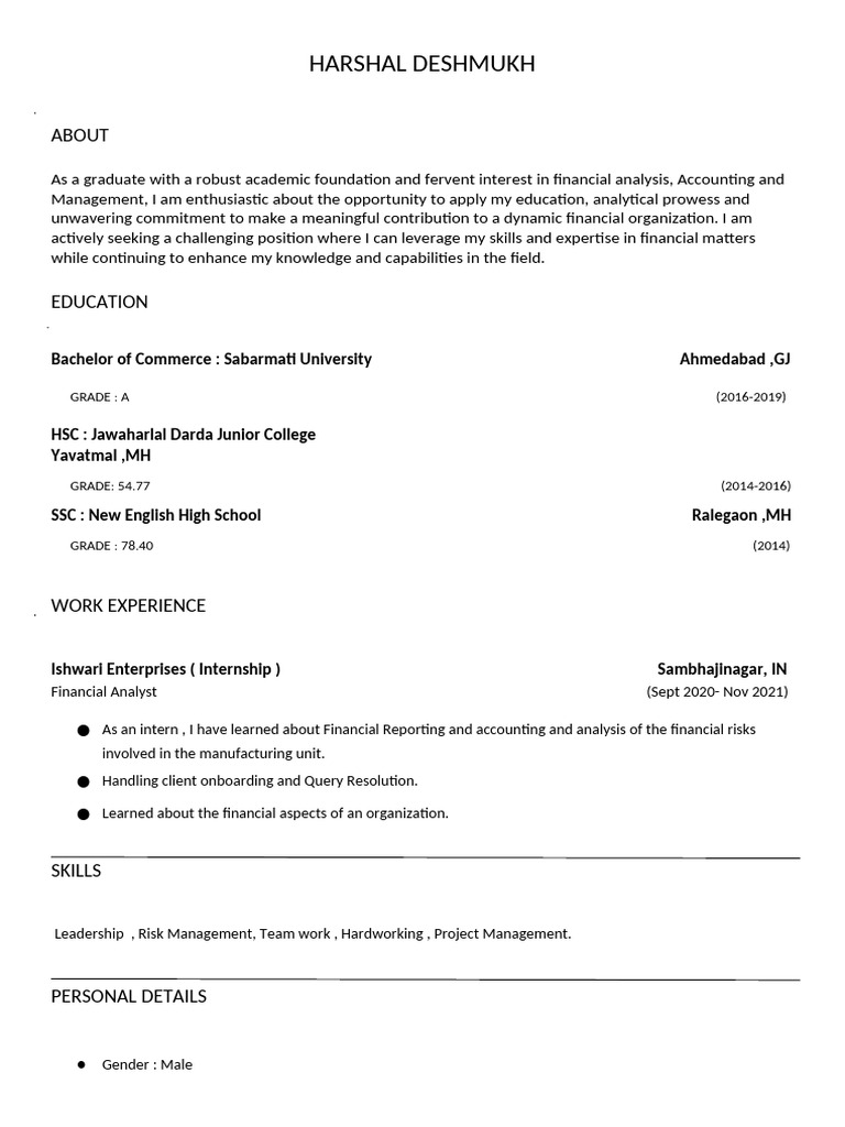 Harshal CV | PDF