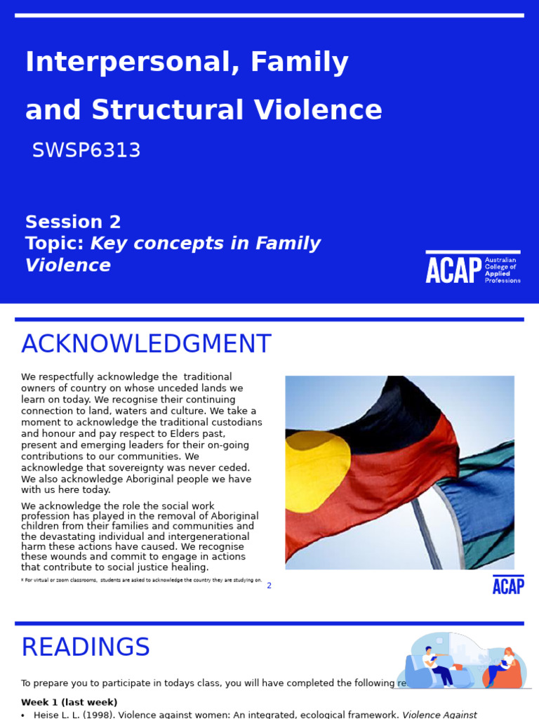 SWSP6313 T2 2023 Week 2 Session | PDF | Domestic Violence | Violence